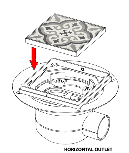 Horizontal Wet Floor Gravity Drain with 14mm tile insert