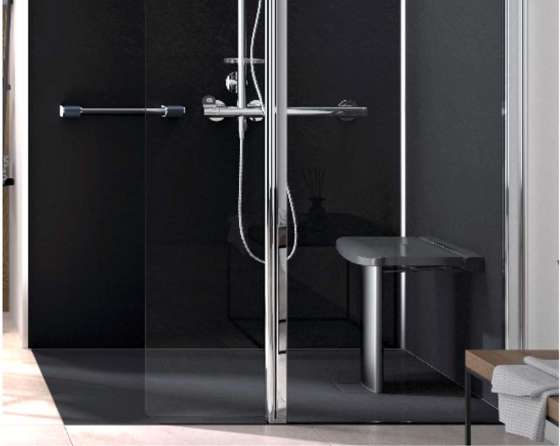 AKW Onyx Exclusif Low Threshold riven effect Shower Tray - Black