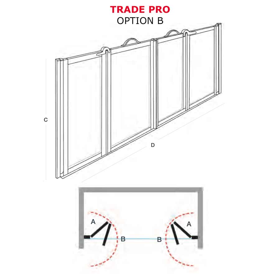 Option B | Trade-Pro | Half Height Shower Screen Doors