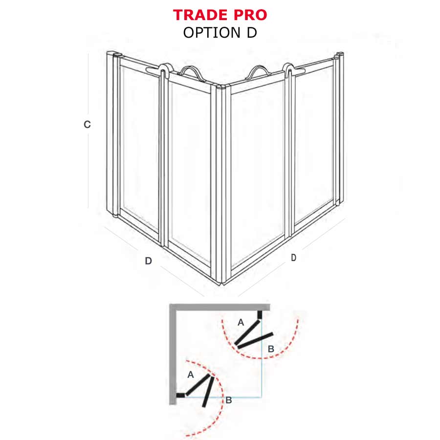Option D | Trade-Pro | Half Height Shower Screen Doors