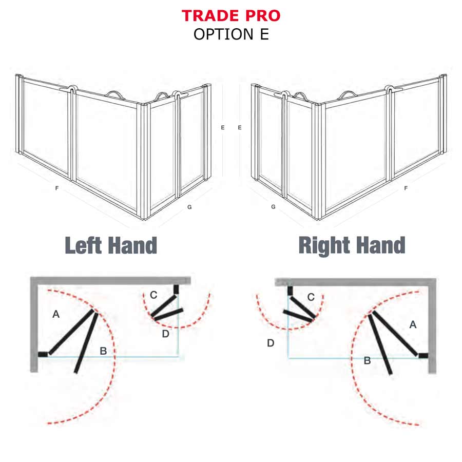 Option E | Trade-Pro | Half Height Shower Screen Doors