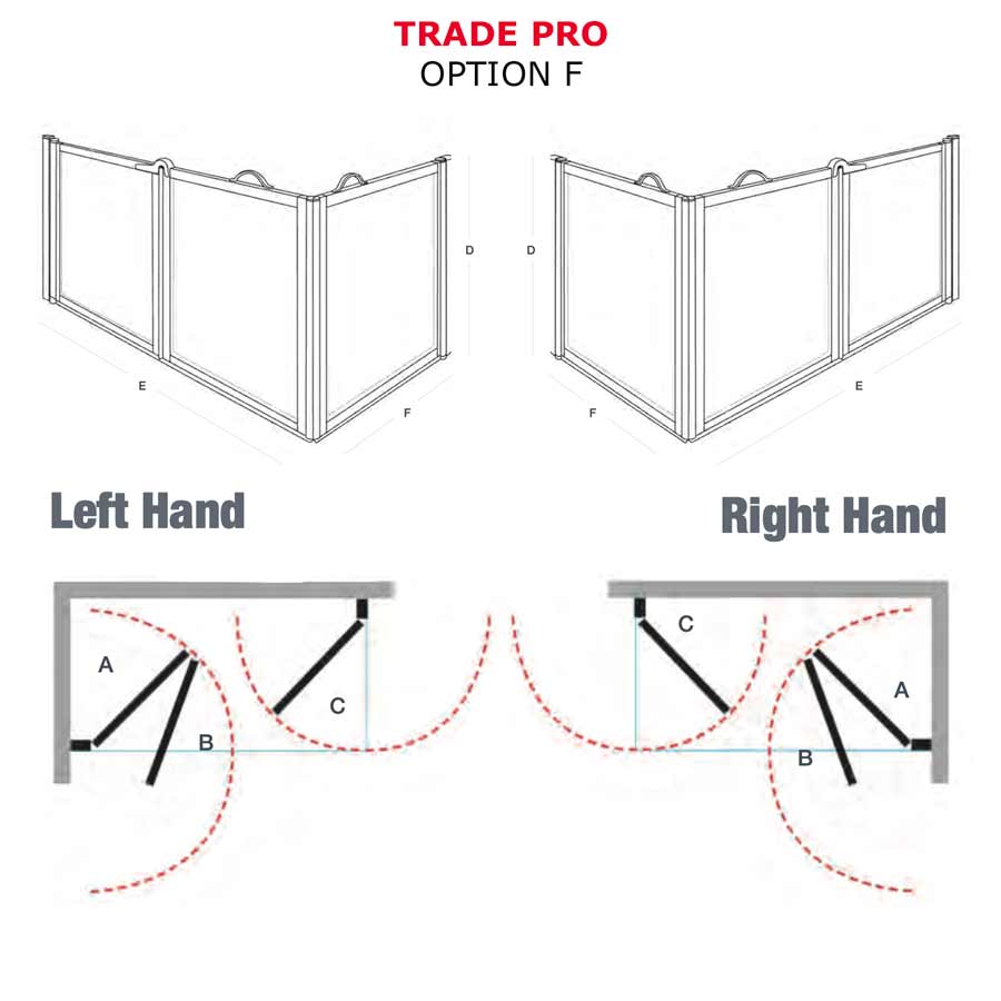 Option F | Trade-Pro | Half Height Shower Screen Doors