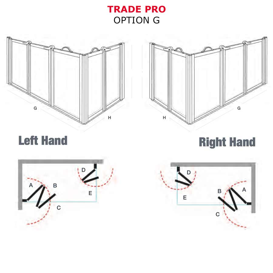 Option G | Trade-Pro | Half Height Shower Screen Doors