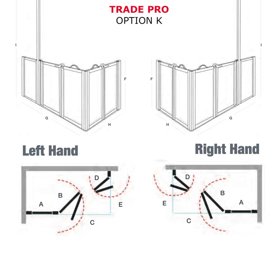 Option K | Trade-Pro | Half Height Shower Screen Doors